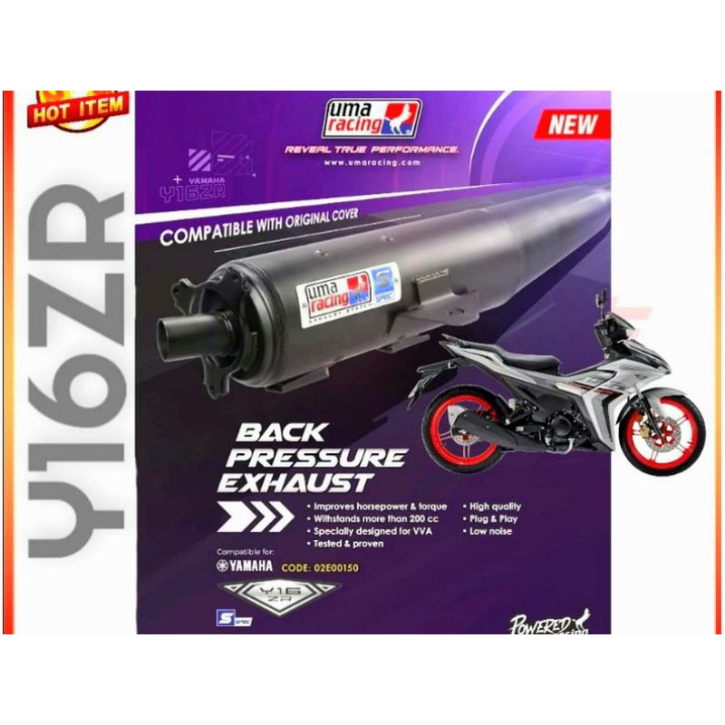 Check out UMA RACING Y150 Y16ZR BACK PRESSERE RACING EXHAUST PIPE EKZOS ...