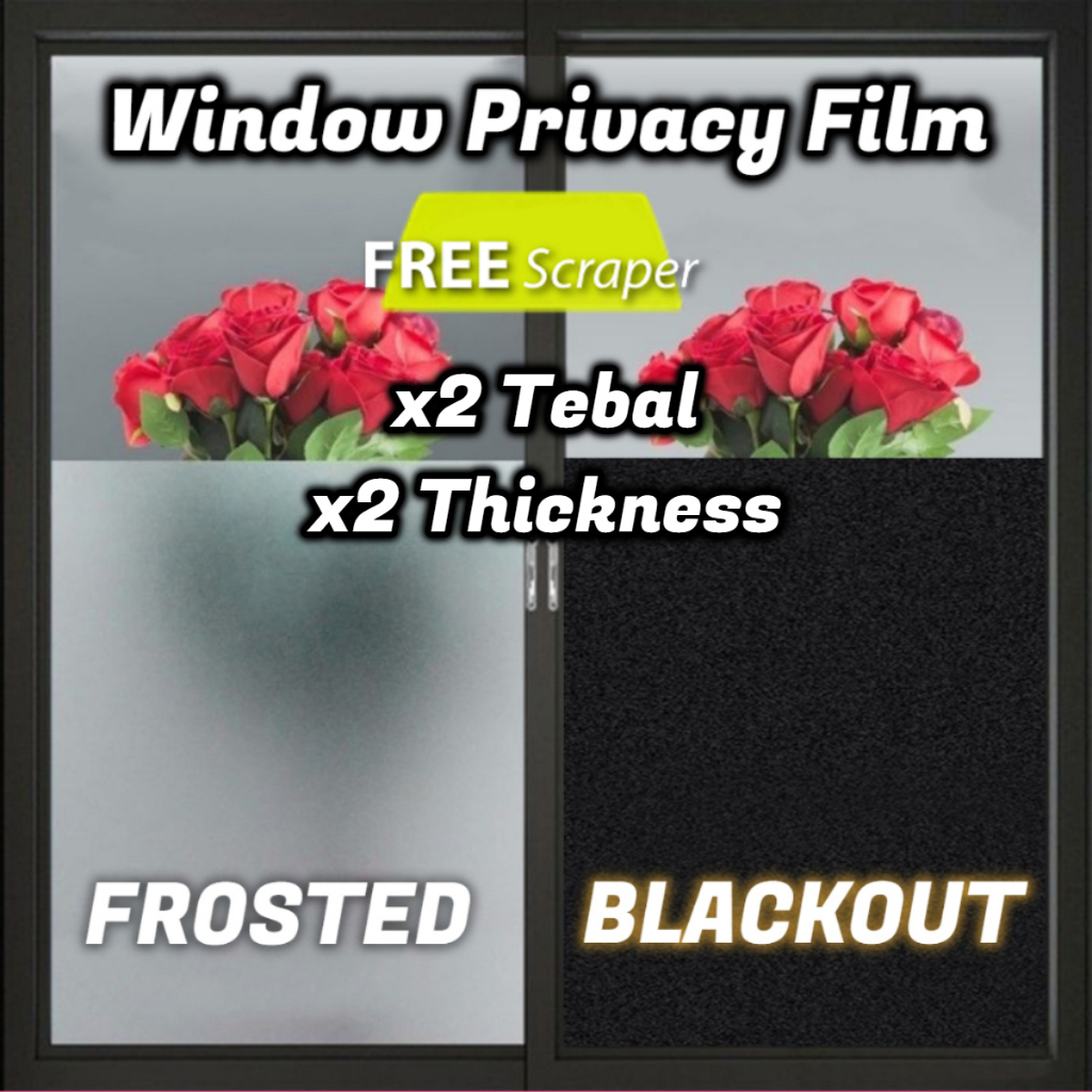 (x2 Extra Thickness) Privacy Window Film Frosted Glass Self-Adhesive ...