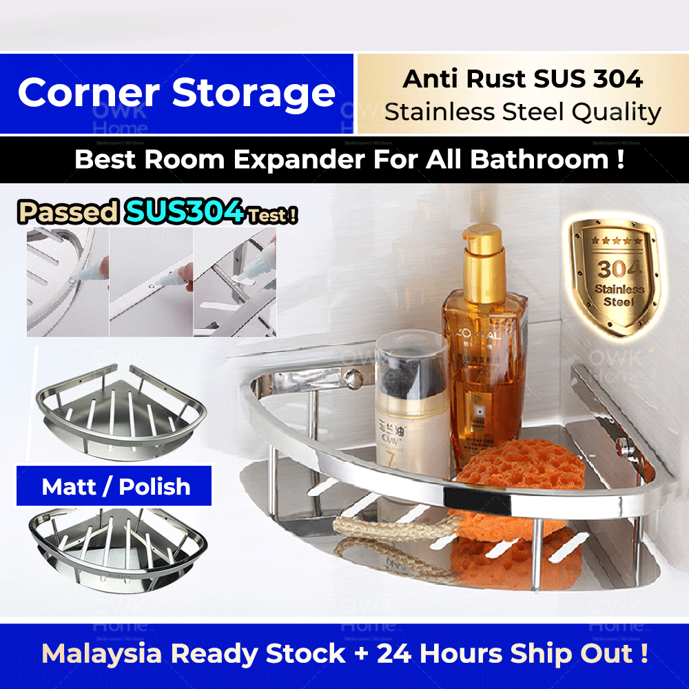 SUS304 Stainless Steel Triangle Baskets | Bathroom Corner Shelf |Corner ...