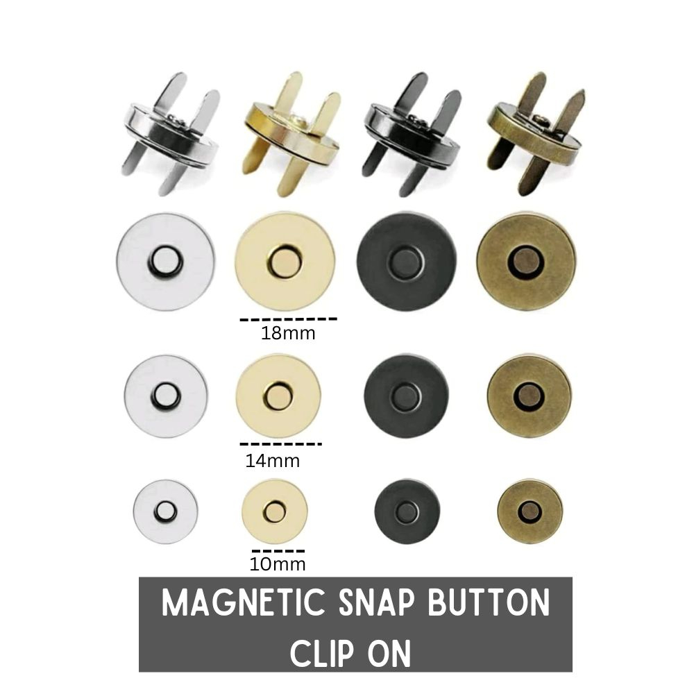 🌸 Magnetic Button Clip On Snap Slim Bonze Silver Gold 14mm 18mm (602xx ...