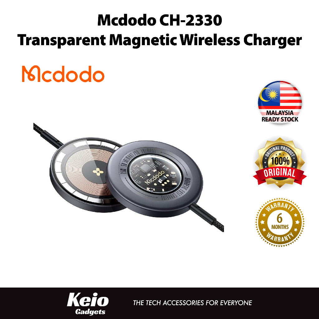MCDODO CH-2330 Transparent Magnetic Wireless Charger 15W Fast Quick Charging | Shopee Malaysia