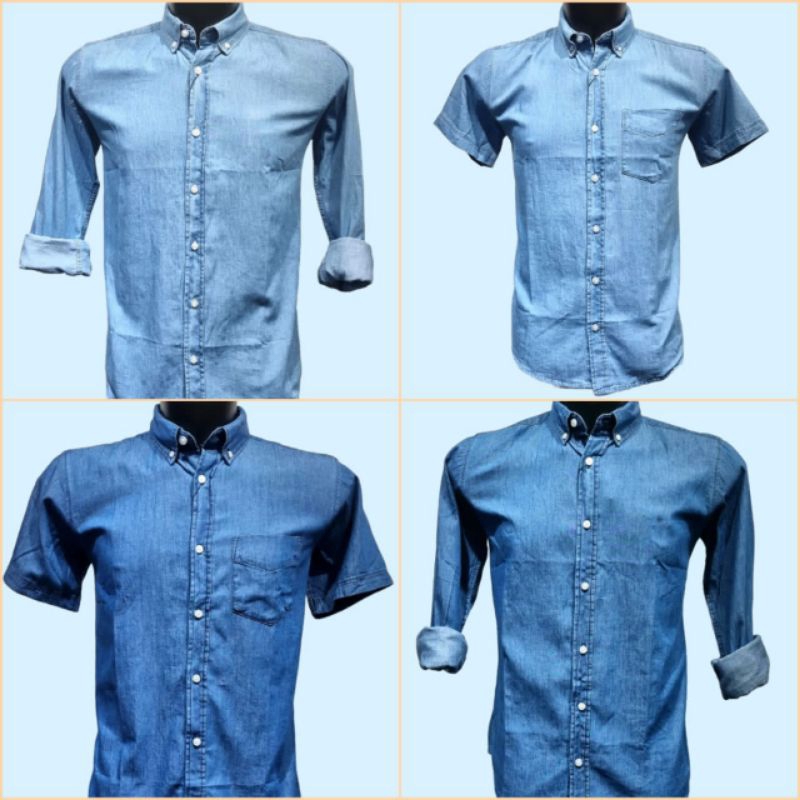 MEN'S DENIM LONG/SHORT SLEEVE SHIRTS READY STOCK | Shopee Malaysia