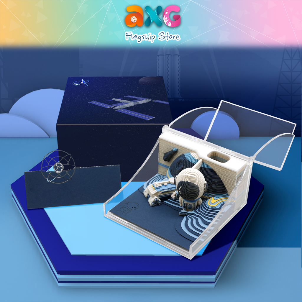 3D Notepad Memopad Papercraft Manned Lunar Exploration Plan Paper Art ...