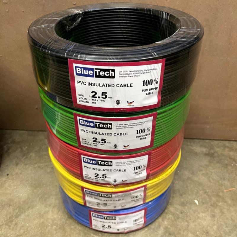 Blue Tech Cable {Sirim Approved} 1.5MM ,2.5MM Cable Wayar Black Red ...