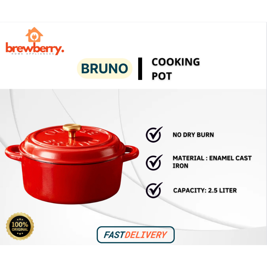 BRUNO Le Creuset Pot Cast Iron Pot 24cm Enamel Japanese Cooking Pot ...