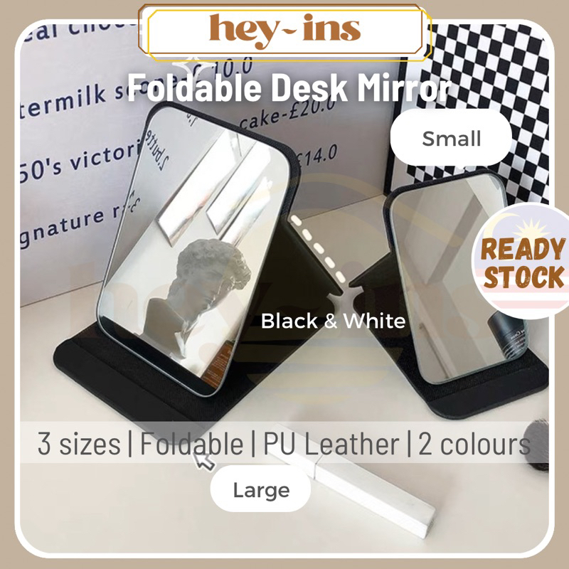 3 sizes Portable Foldable PU Leather-covered Classic Mirror Desk Mirror ...