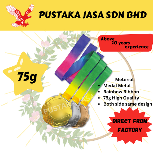 [JASA]FREE DESIGN METAL Medal/Medal Besi/Both Side Sticker With Ribbon ...