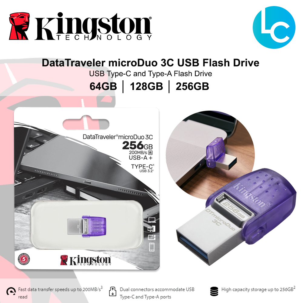 Kingston DataTraveler MicroDuo 3C Dual Drive OTG USB Type-C Flash Drive Pendrive USB 3.2 GEN1 ...