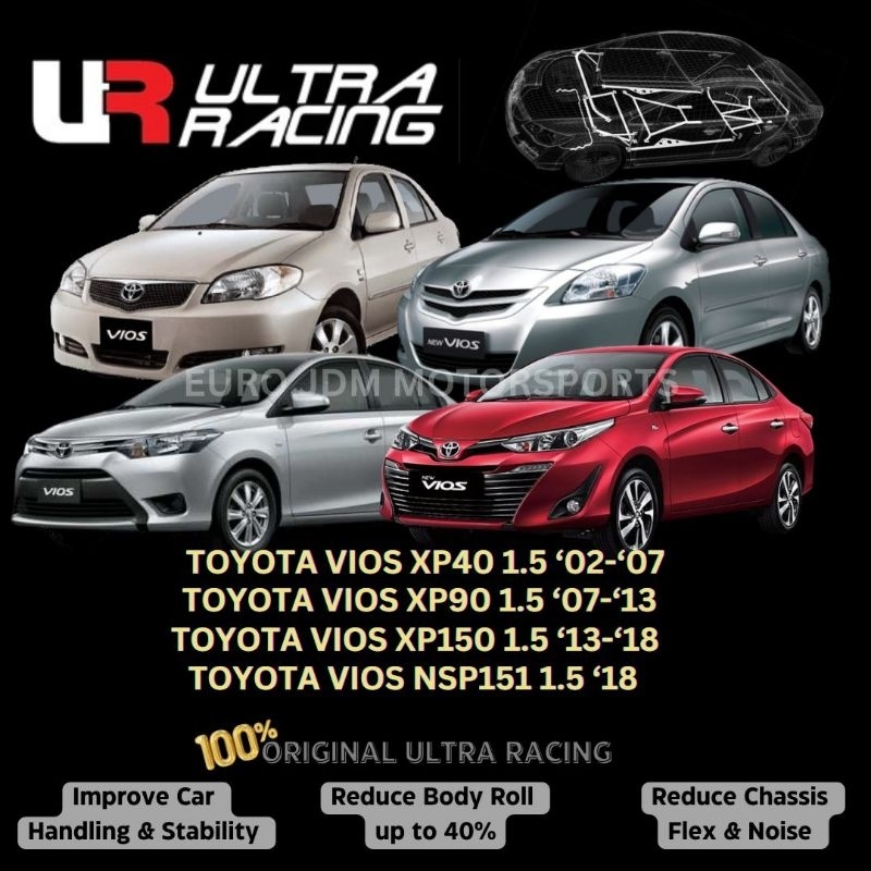 Ultra Racing Safety Bar Toyota Vios XP40 / XP90 / XP150 / NSP151 ...