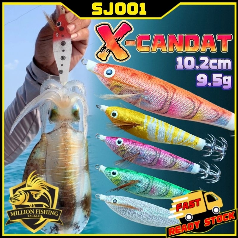 【SJ001 X-CANDAT 】1pcs 10.2cm/9.5g Candat Sotong Luminous Squid Jig Umpan Pancing Sotong Mabang ...