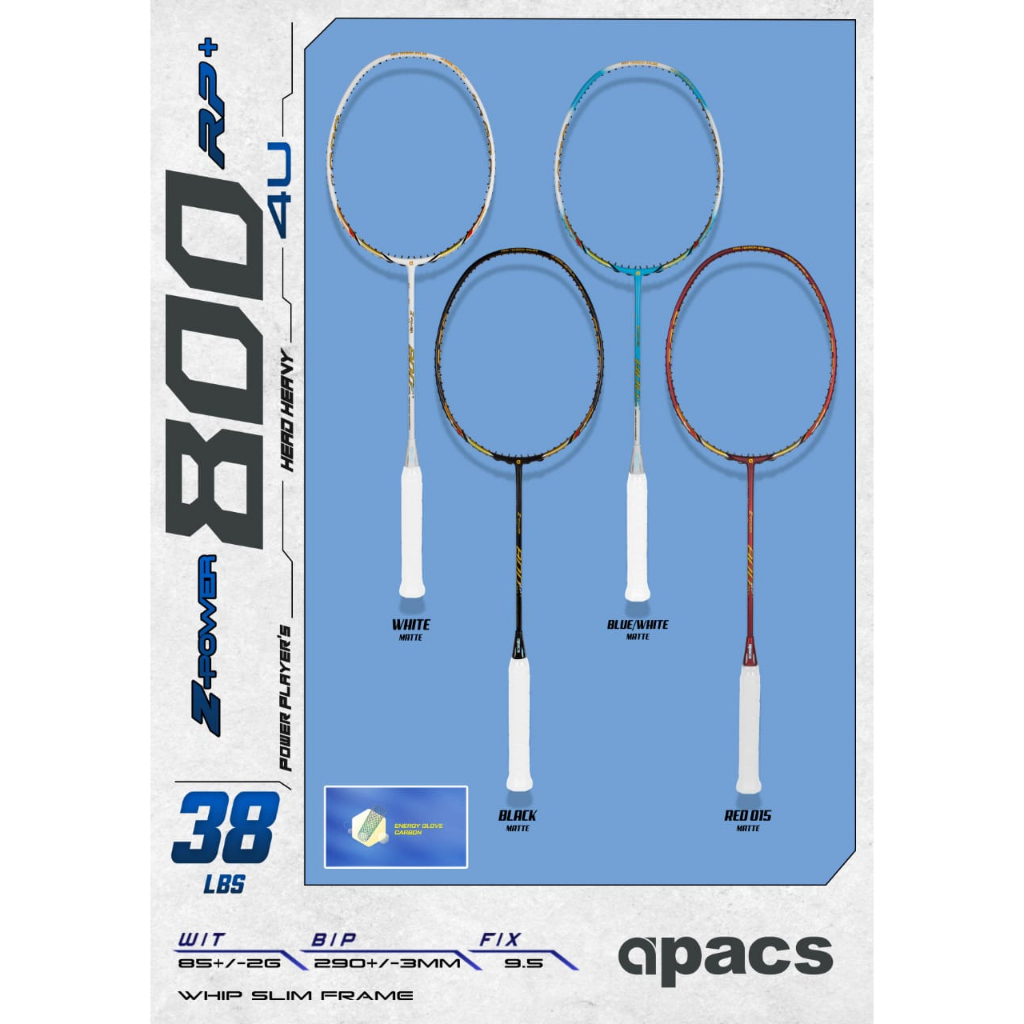 Apcas Z-Power 800 RP+ Badminton Racket (4U & 5U) (Free String & Grip ...