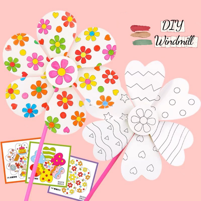 DIY Craft Windmill Coloring Painting Set for Kids Kincir Angin Windmill ...