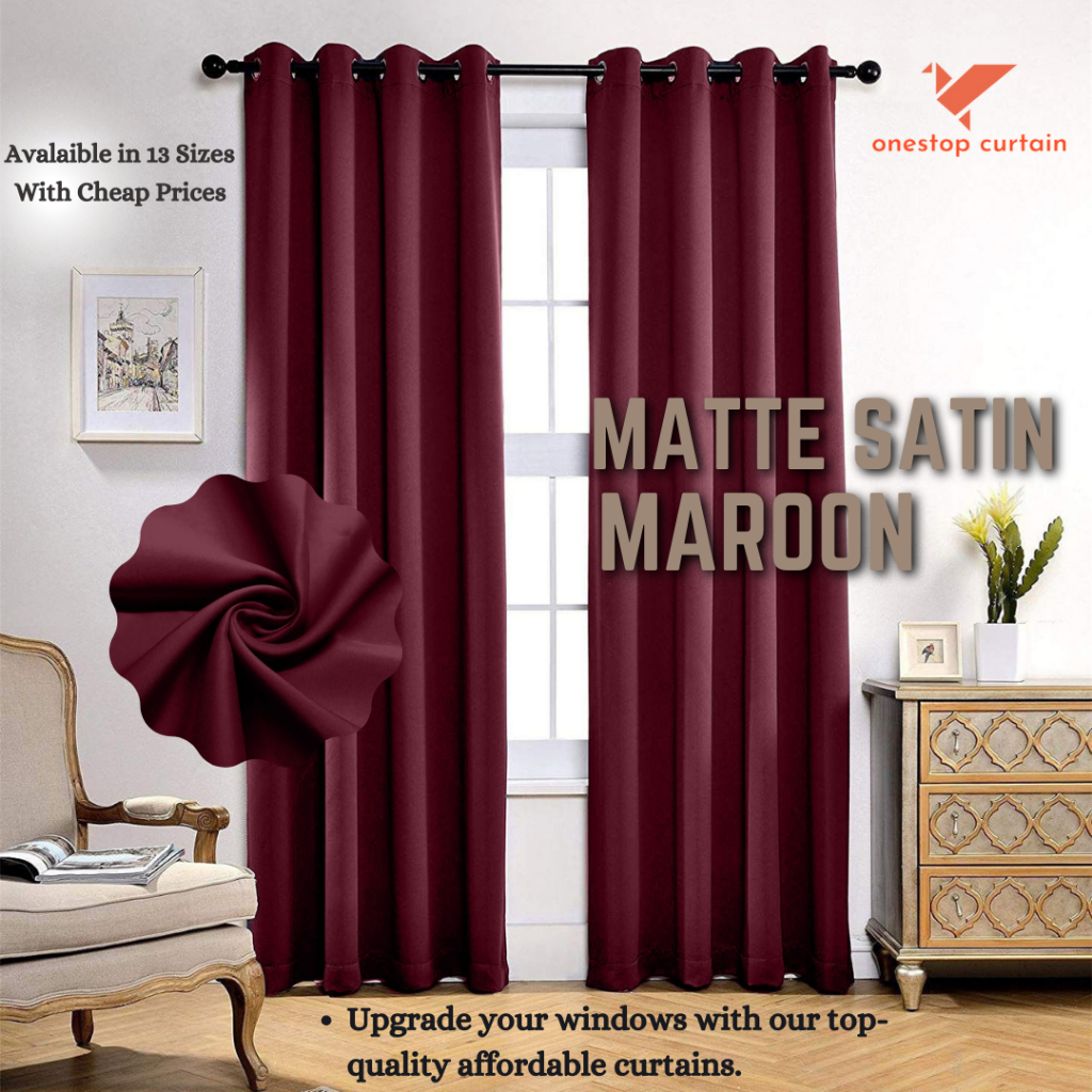 Matte Satin #3 Semi-Blackout Curtain langsir Murah Bilik langsir ...