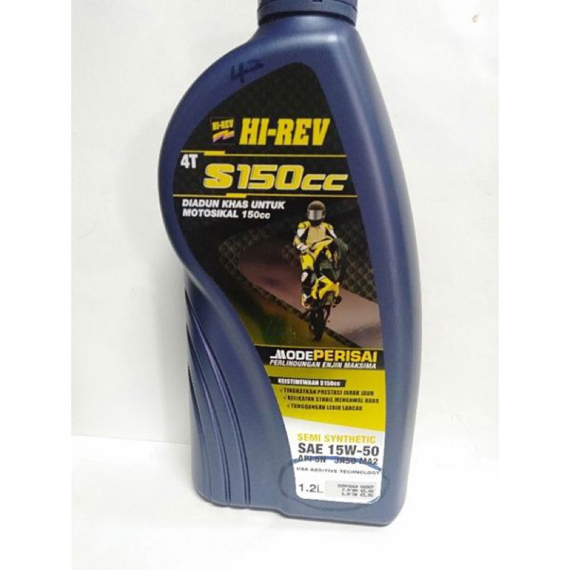 100% ORIGINAL 1L 1.2L MINYAK HI REV 4T HIREV RS150 Y15 150RS RSX 1.2L 15W50 20W50 10W50 10W40 ...