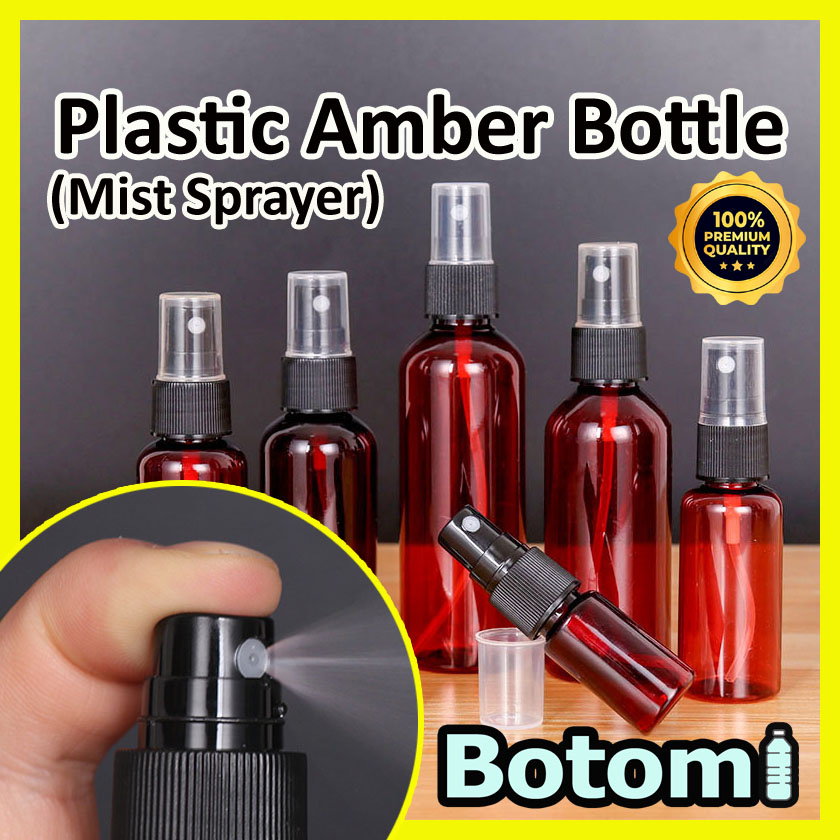10ml 20ml 30ml 50ml 80ml 100ml amber brown clear plastic bottle mist ...