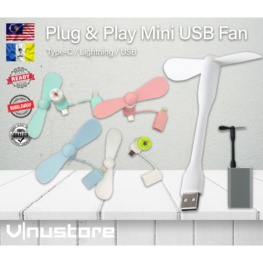 Mini USB Fan Plug & Play | Silicon Flexible Fan Direct Plug PowerBank ...