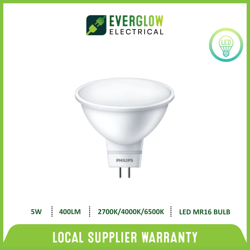 PHILIPS ESSENTIAL MR16 5W 120D 240V 2700K/4000K/6500K NON DIMMABLE LED ...
