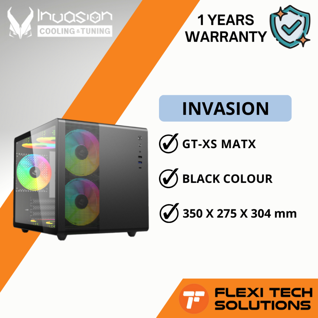 Flexi Tech INVASION GT-XS MATX Black & White Casing PC Desktop Case ...