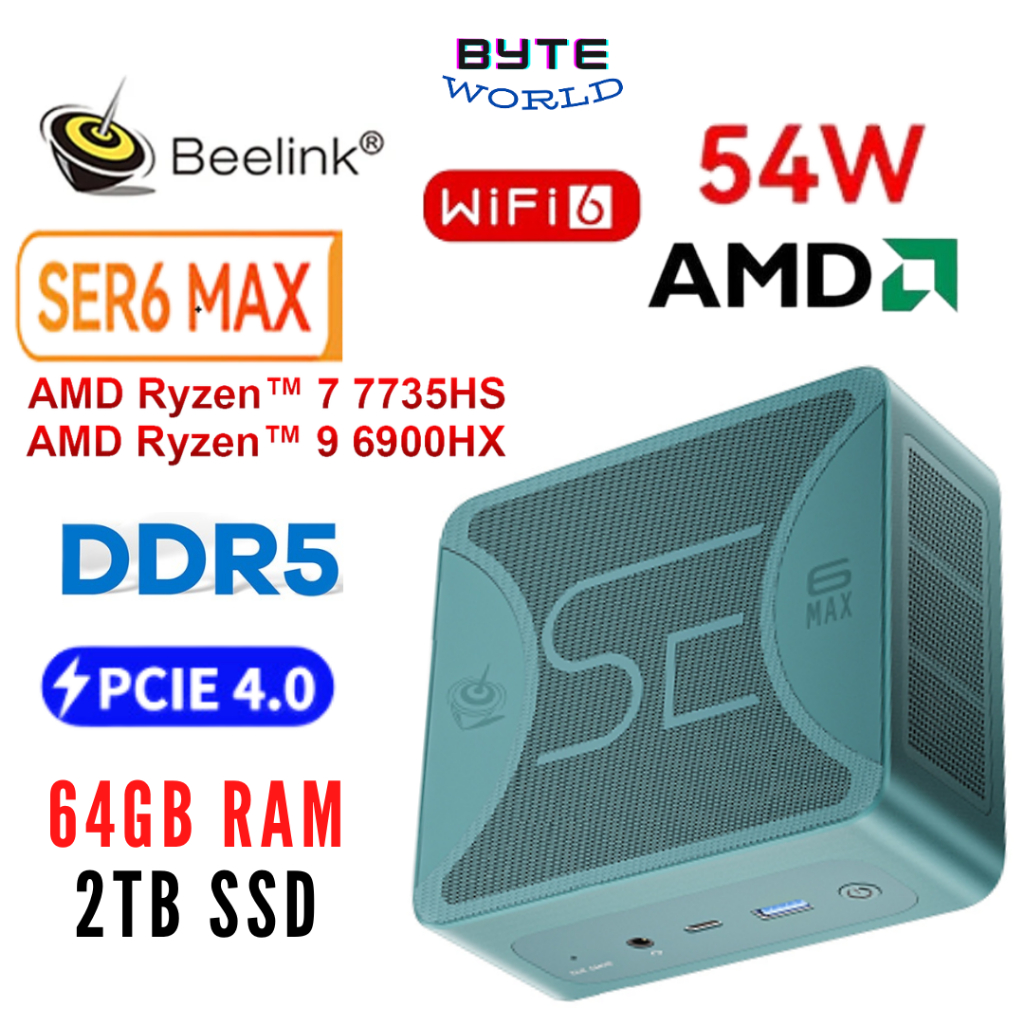 Beelink SER6 MAX AMD Ryzen 7 7735HS Mini PC 64GB RAM 2TB SSD Gaming PC ...