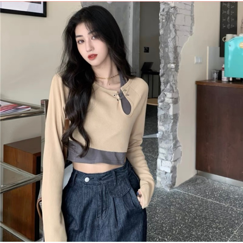fake two piece crop top | Shopee Malaysia