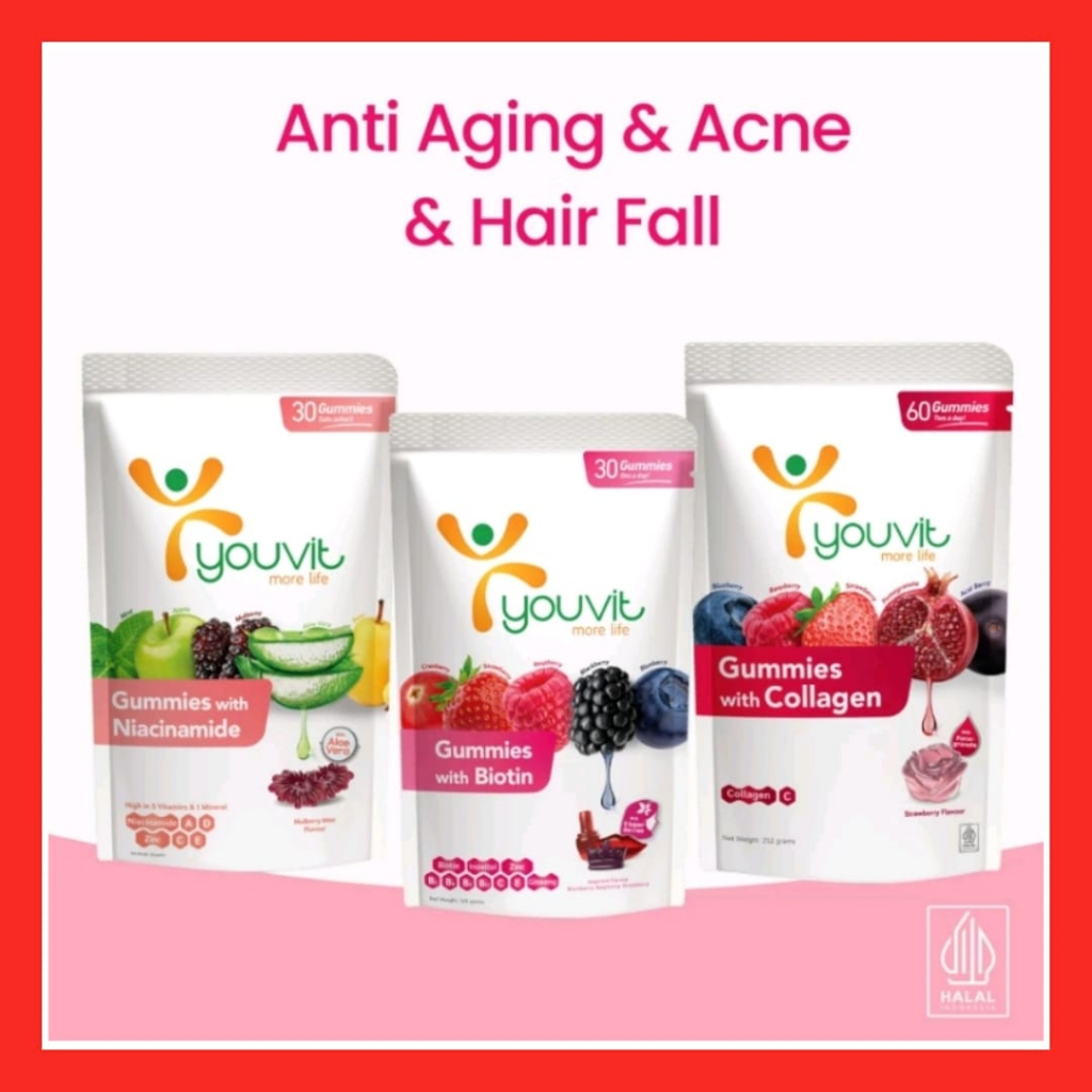 Youvit Gummies - Collagen/Niacinamide/Biotin (Anti-aging, Anti-Acne ...