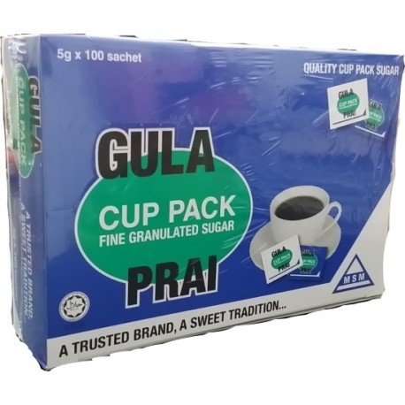 Gula Prai Cup Pack Fine Granulated Sugar 100 Sachet x 5g | Shopee Malaysia