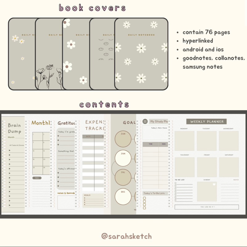 Digital Notebook Goodnotes/ Goodnotes Daily Hyperlinked Digital ...