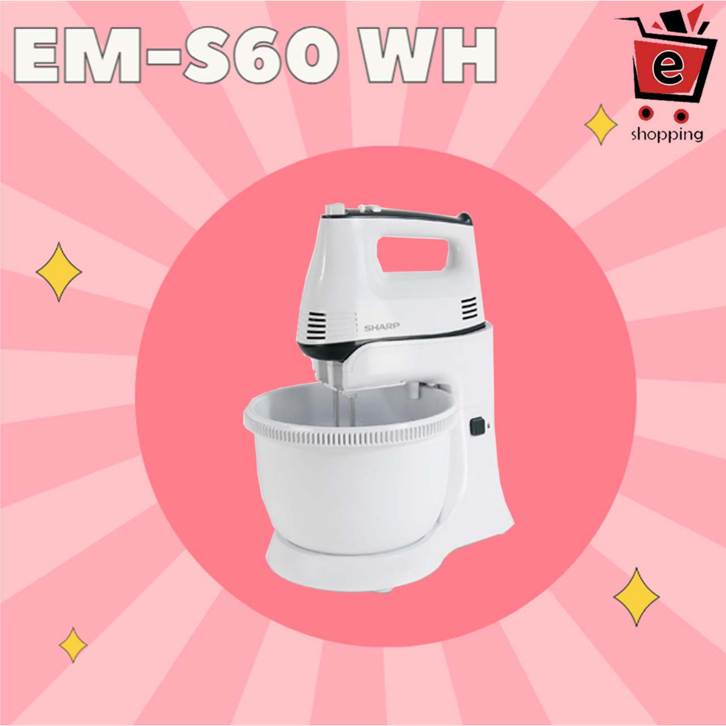 Sharp Stand Mixer EM-S60-WH 300W With 5 Speed Control/立式搅拌机/台式打蛋机 ...
