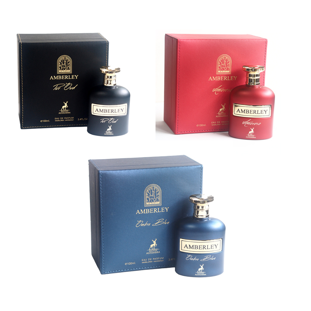 Amberely Perfume Collections, Amberley Amoroso Red,Ombre Blue,Oud Black ...