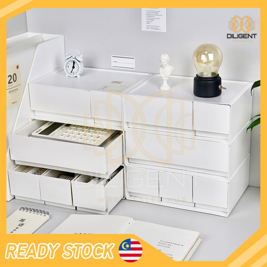 【D299】Kotak Penyimpanan Laci Bertumpu Kapasiti Besar Stationery Jewelry ...