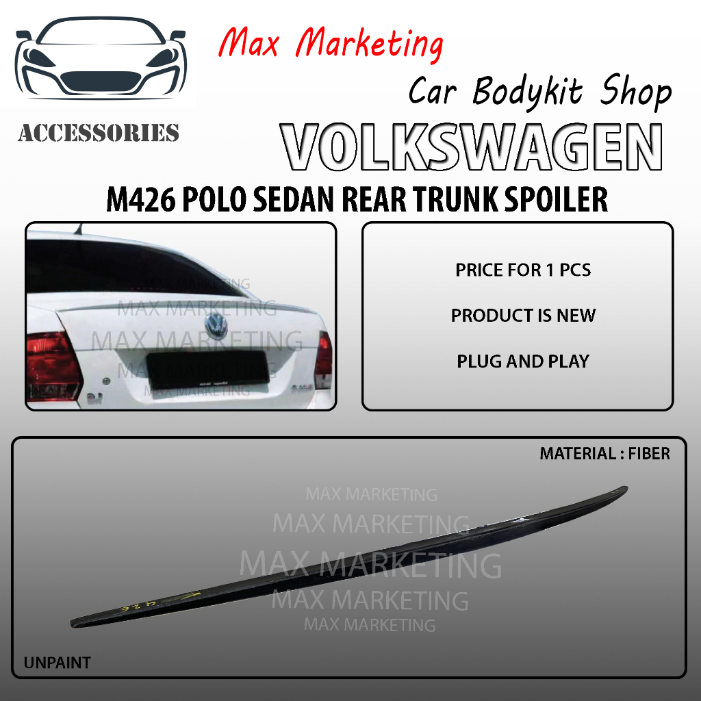 VOLKSWAGEN POLO SEDAN REAR SPOILER FIBERGLASS SKIRT LIP BODYKIT ...