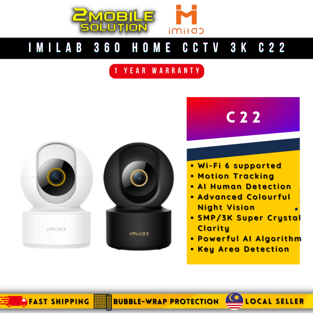 IMILAB PTZ Home CCTV C22 [360 Rotation I Wi-Fi 6 I 5MP/3K Super Crystal ...