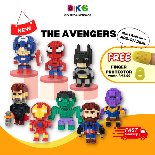 【AVENGERS】Mini Building Block Marvel Hero Batman Spiderman Cute Cartoon ...