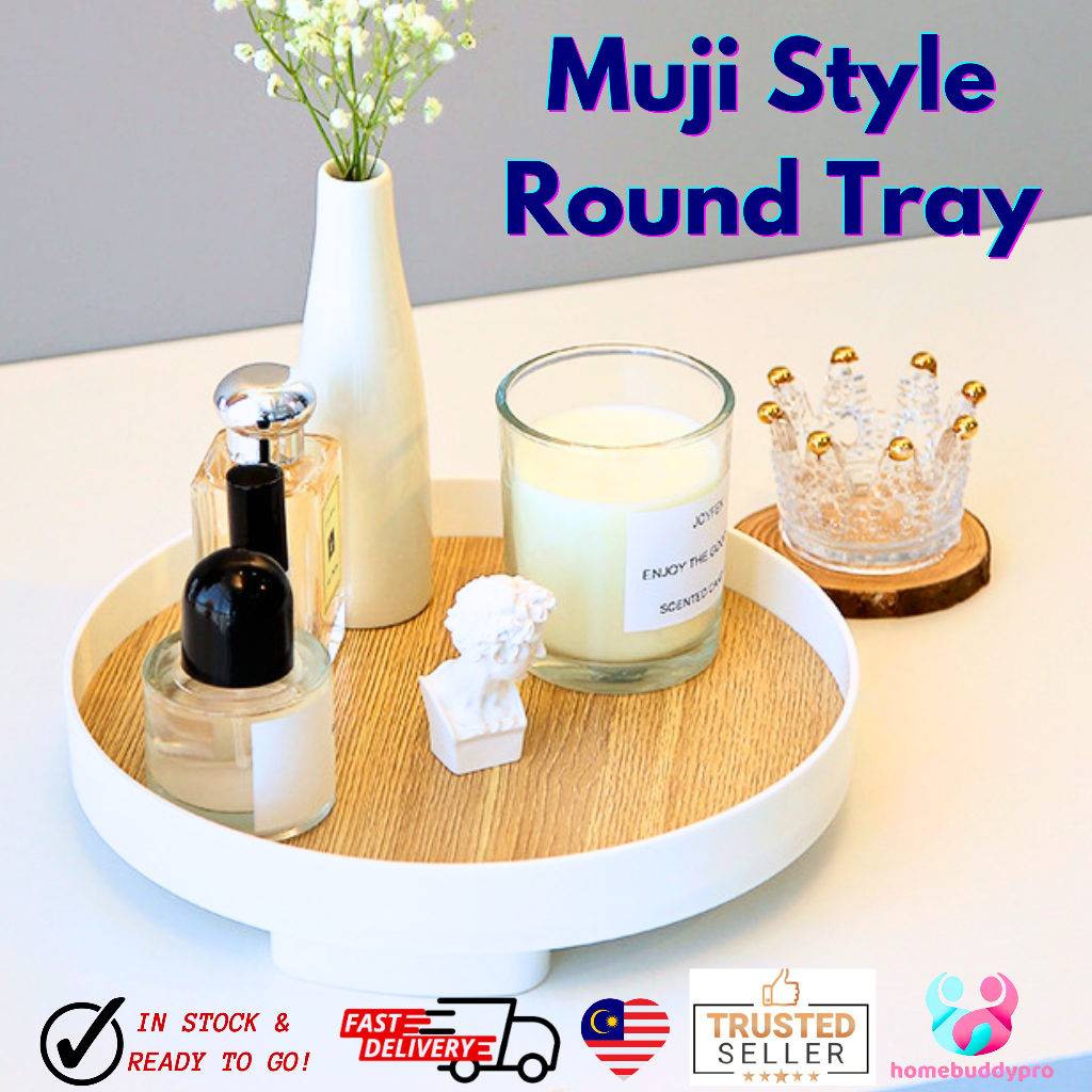 Muji Round Tray Storage Organizer Aesthetic Nordic Modern Dulang Hiasan ...