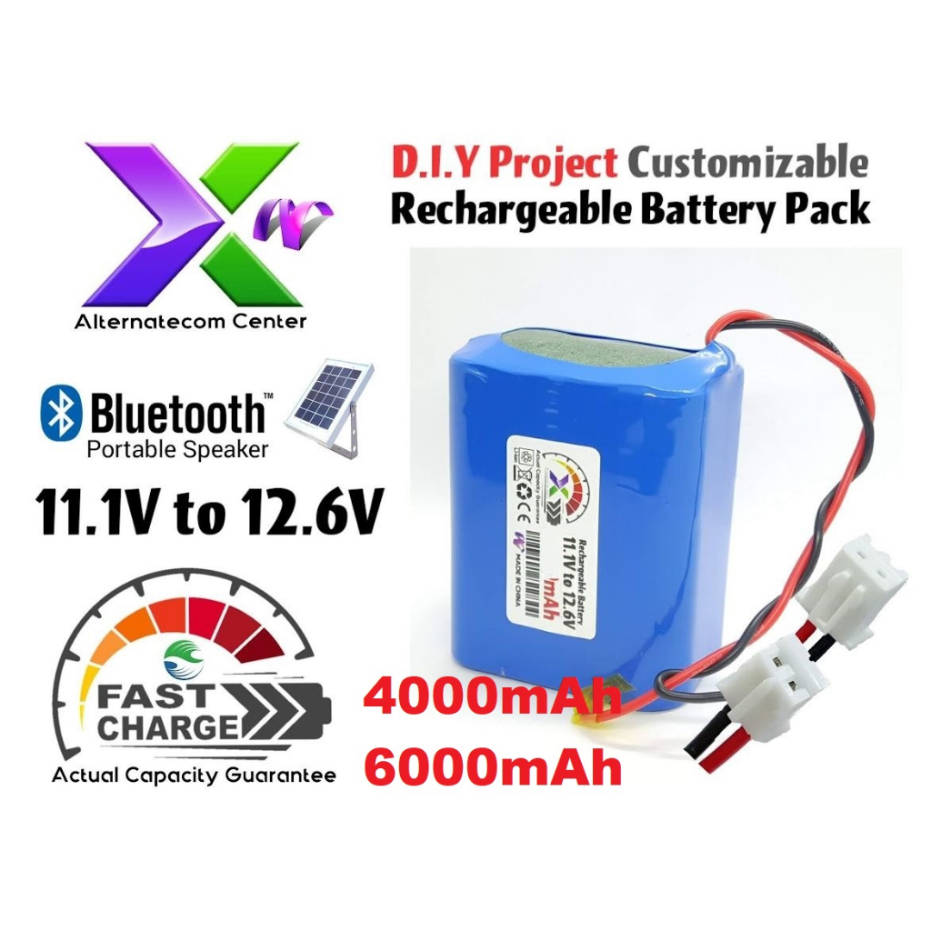 11.1V 12.6V li ion 3S2P 18650 4000mAh 6000mAh Custom Rechargeable ...
