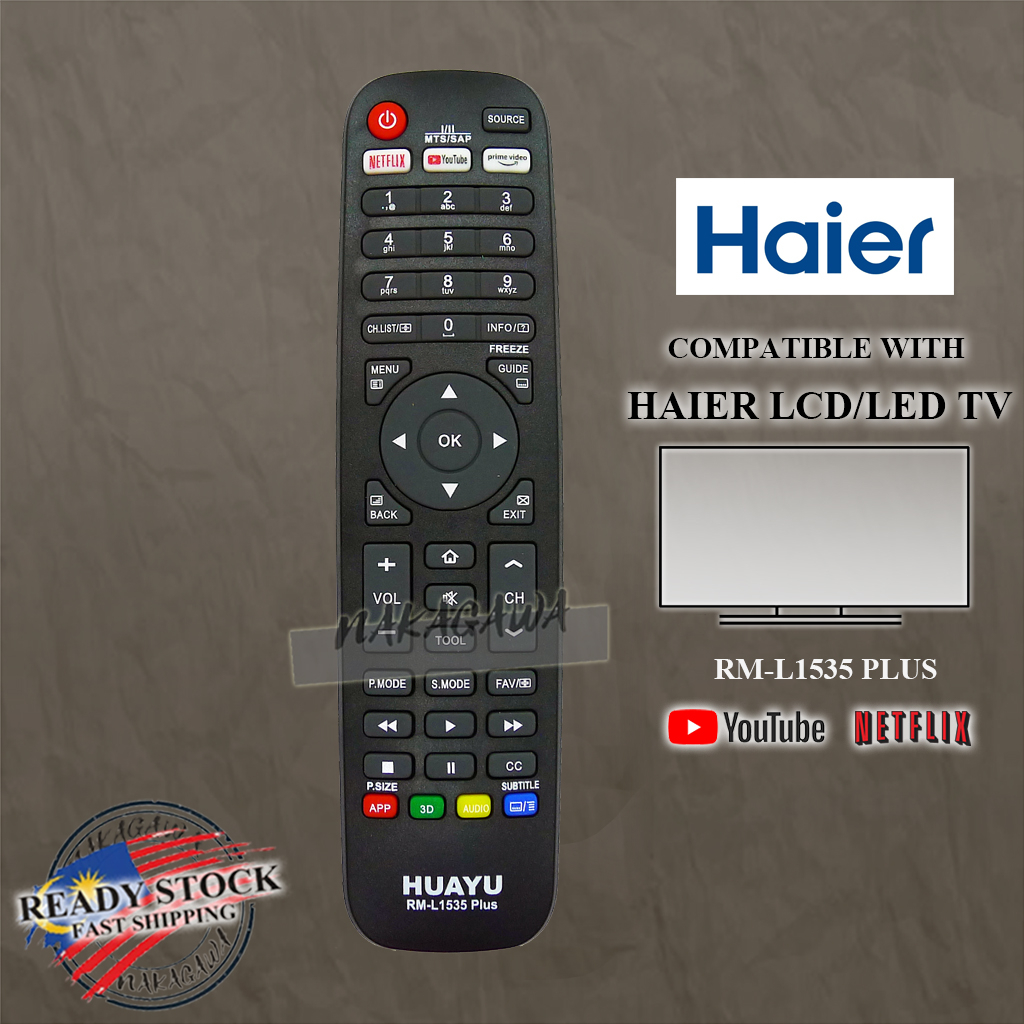 HAIER LCD/LED TV REMOTE CONTROL REPLACEMENT HUAYU RM-L1535plus | Shopee ...