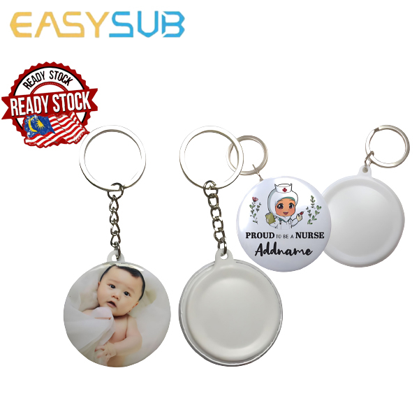 58mm Button Badge with Keychain (100pcs/pkt) Long chain Button Badge Short chain Button Badge ...