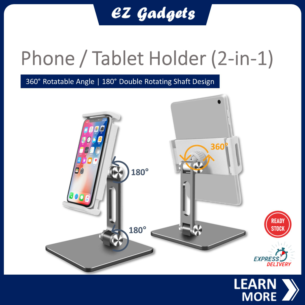 Tablet Stand Phone Holder Aluminum Alloy Foldable Adjustable Sturdy ...