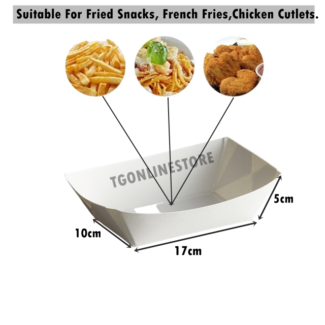 White Paper Food Tray (50PCS)/Disposable Compostable Kraft Paper ...