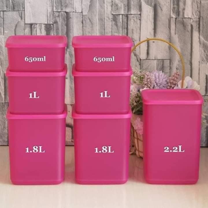PURPLE: Tupperware So fresh Set Large Square Round (650ml/ 1L/ 1.8L/ 2 ...