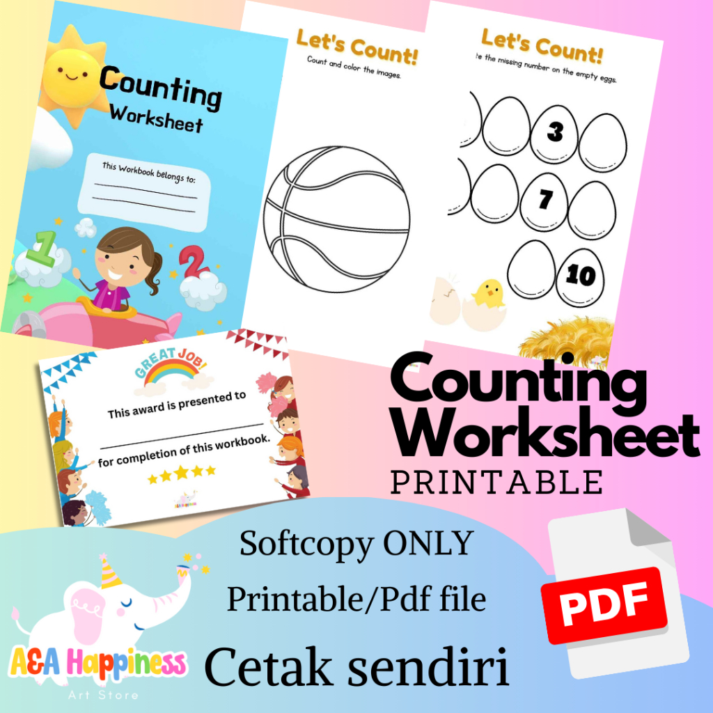 [Soft Copy/PDF] 30 pages Printable Counting Worksheets For ...