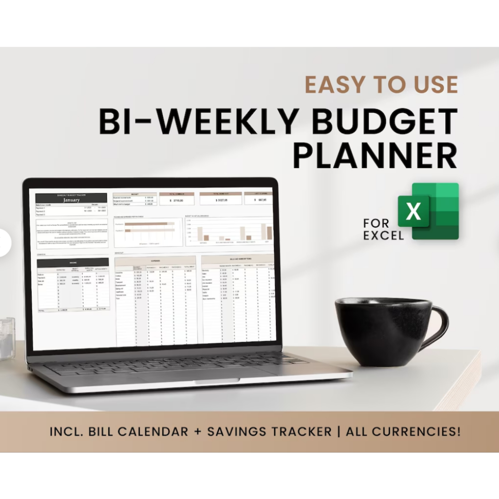 Bi-weekly Budget overview sheet, Biweekly Excel template, Bi weekly ...