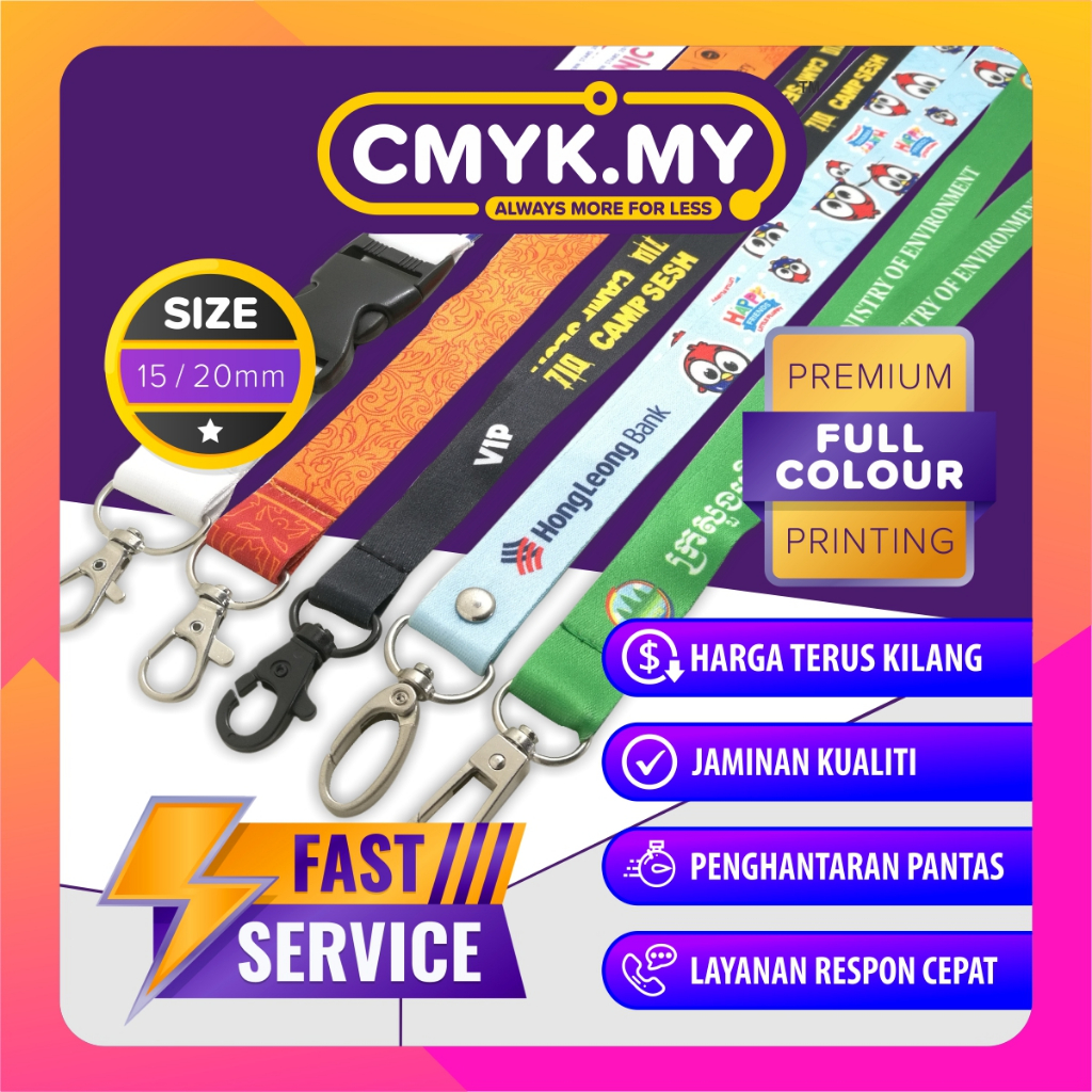 [HARGA CETAK] Heat Transfer Lanyard / Tali Name Tag Custom Printing ...