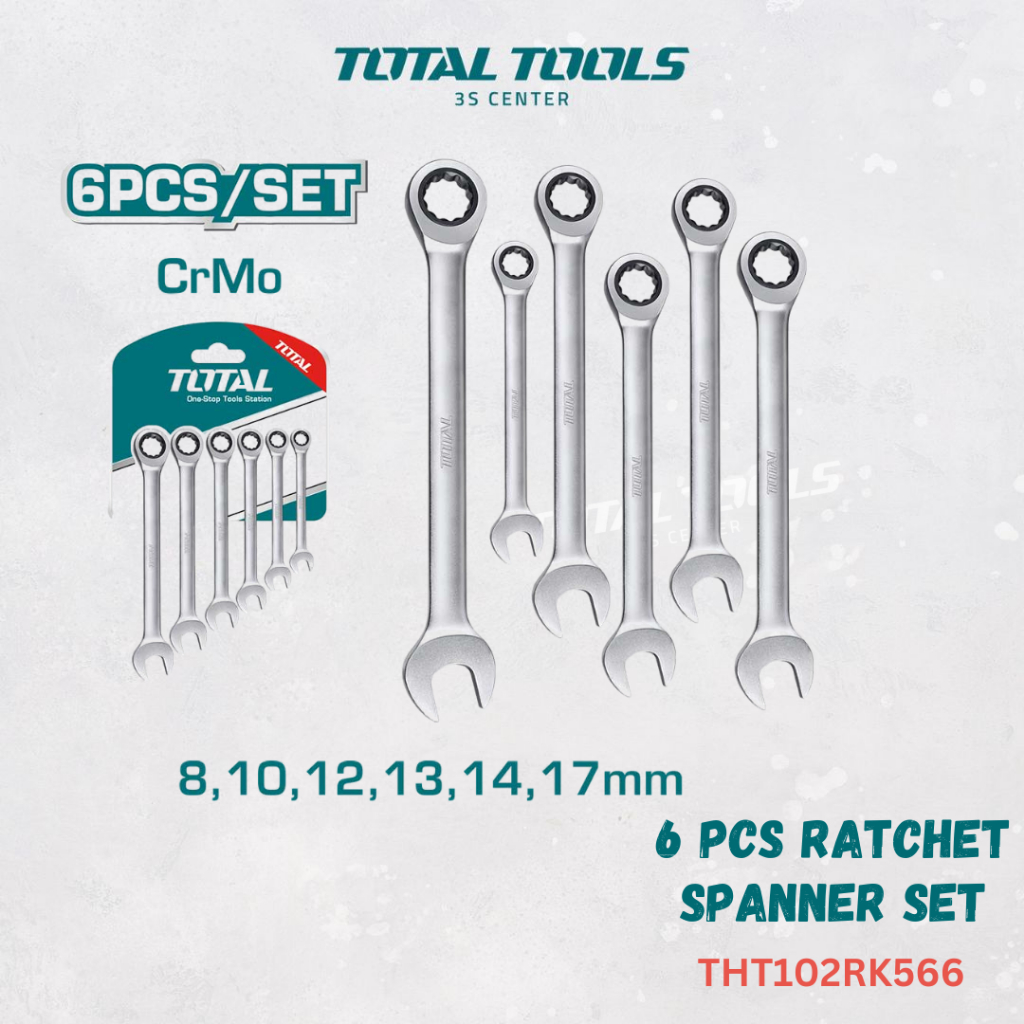 Total 6 Pcs Ratchet Spanner Set 81012131417mm 快速棘轮扳手套装 Tht102rk566 Shopee Malaysia