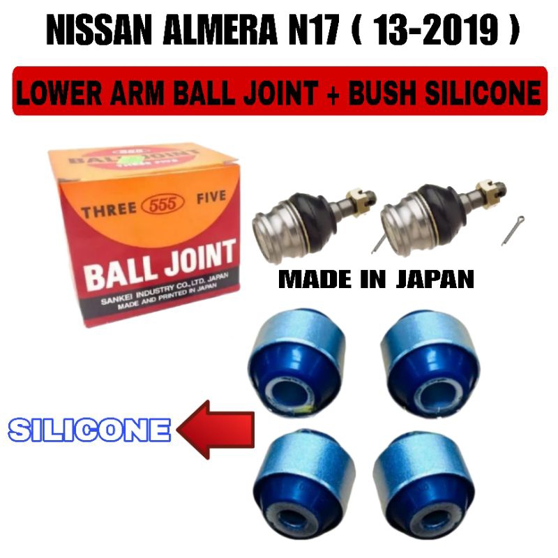 NISSAN ALMERA ( 13-2019 ) LOWER ARM BALL JOINT 555 + SILICONE BUSH SUSPENSION MADE IN JAPAN ...