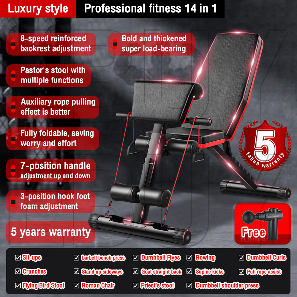 Adjustable Dumbbell Workout Bench - All in 1 Gym Weight Bench Foldable ...