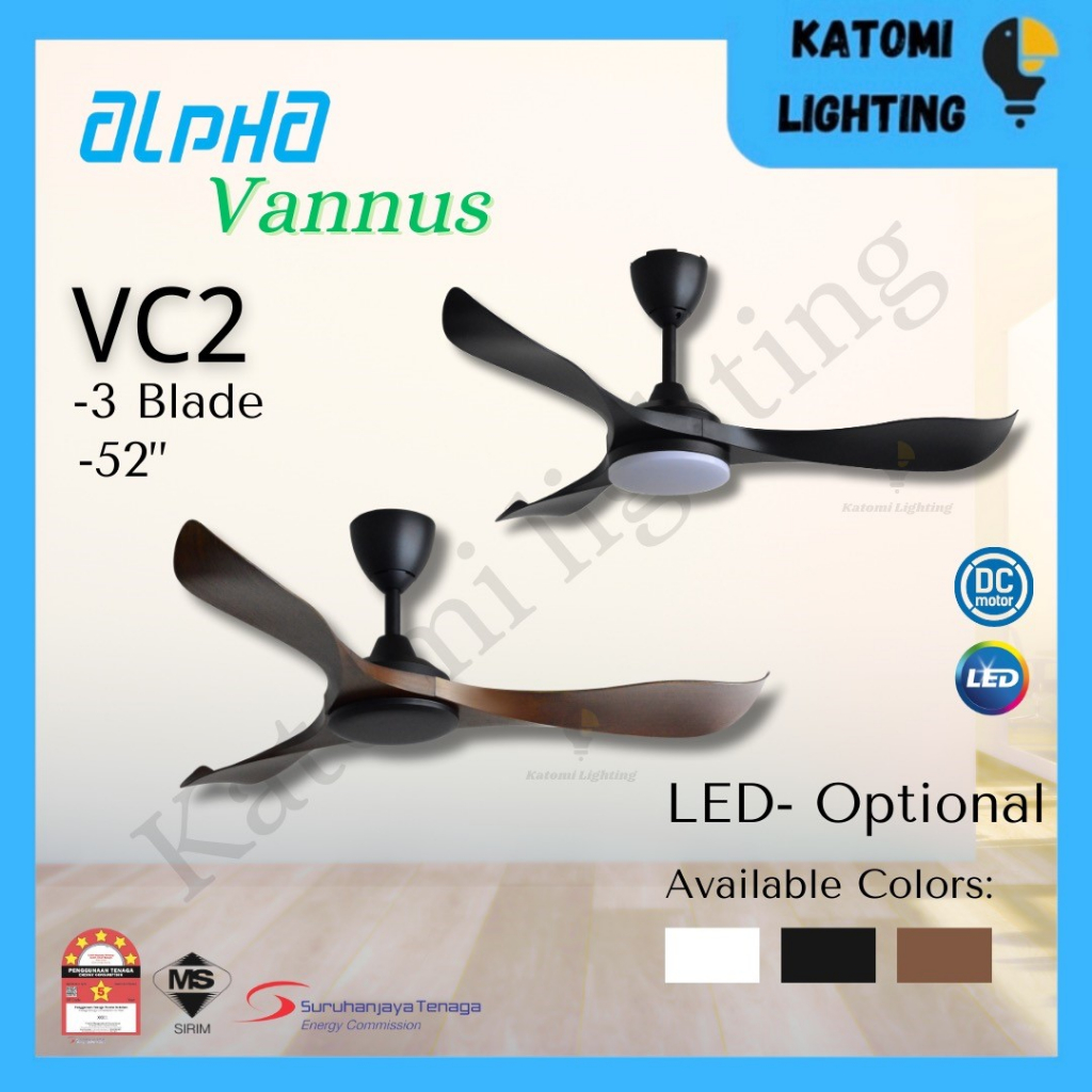 ALPHA Vannus VC2 LED 52 inches 3 Colour DC Remote Ceiling Fan | Shopee ...