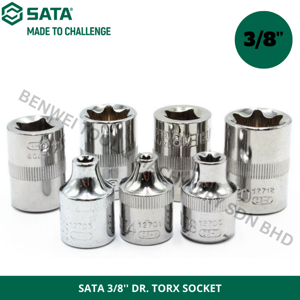 SATA 3/8'' DR. TORX SOCKET / STAR SOCKET BOX / E4 E5 E6 E7 E8 E10 E11 E12 E14 E16 E18 E20 ...