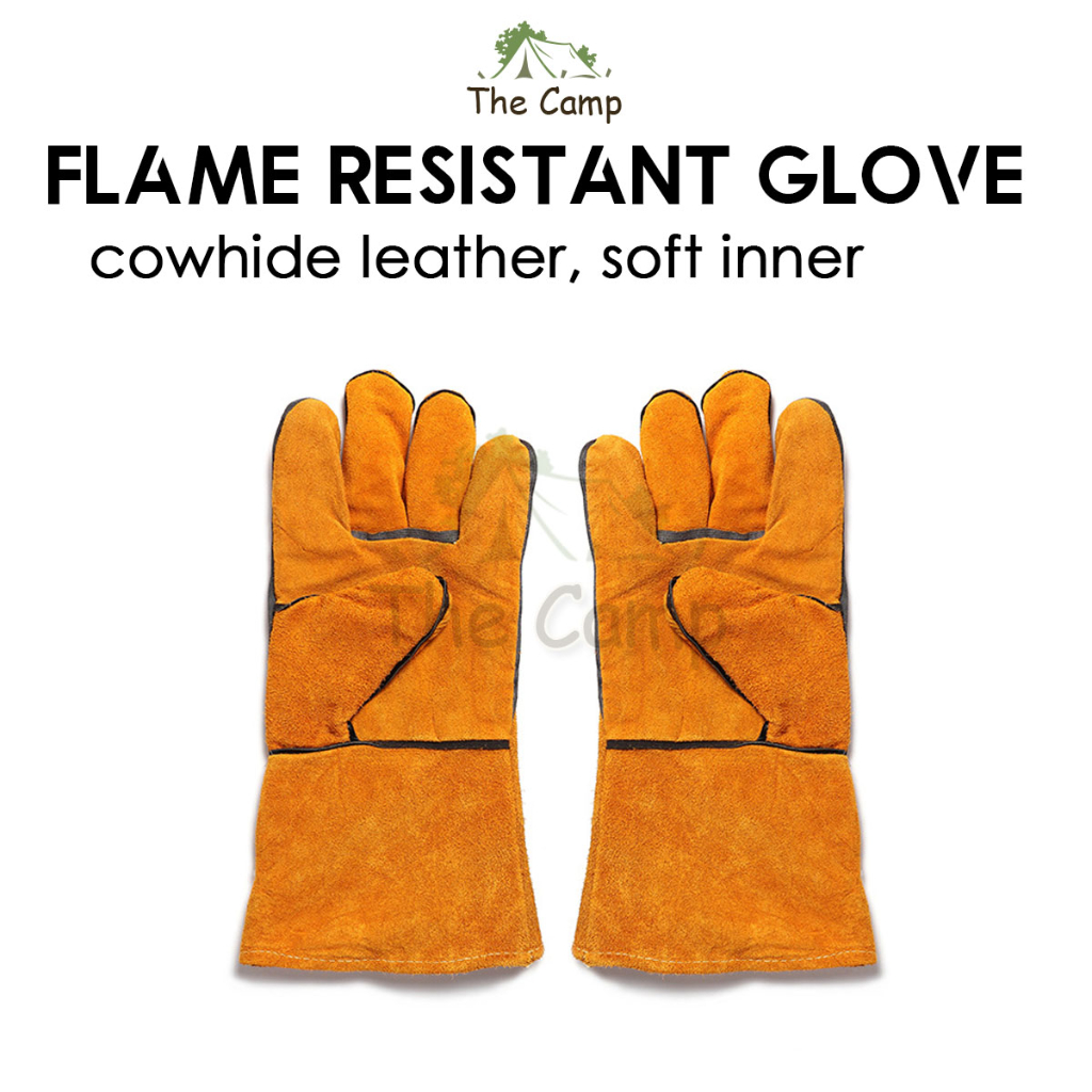 Leather Fire Resistant Glove Flame Retardant Heat Insulation Fireproof ...
