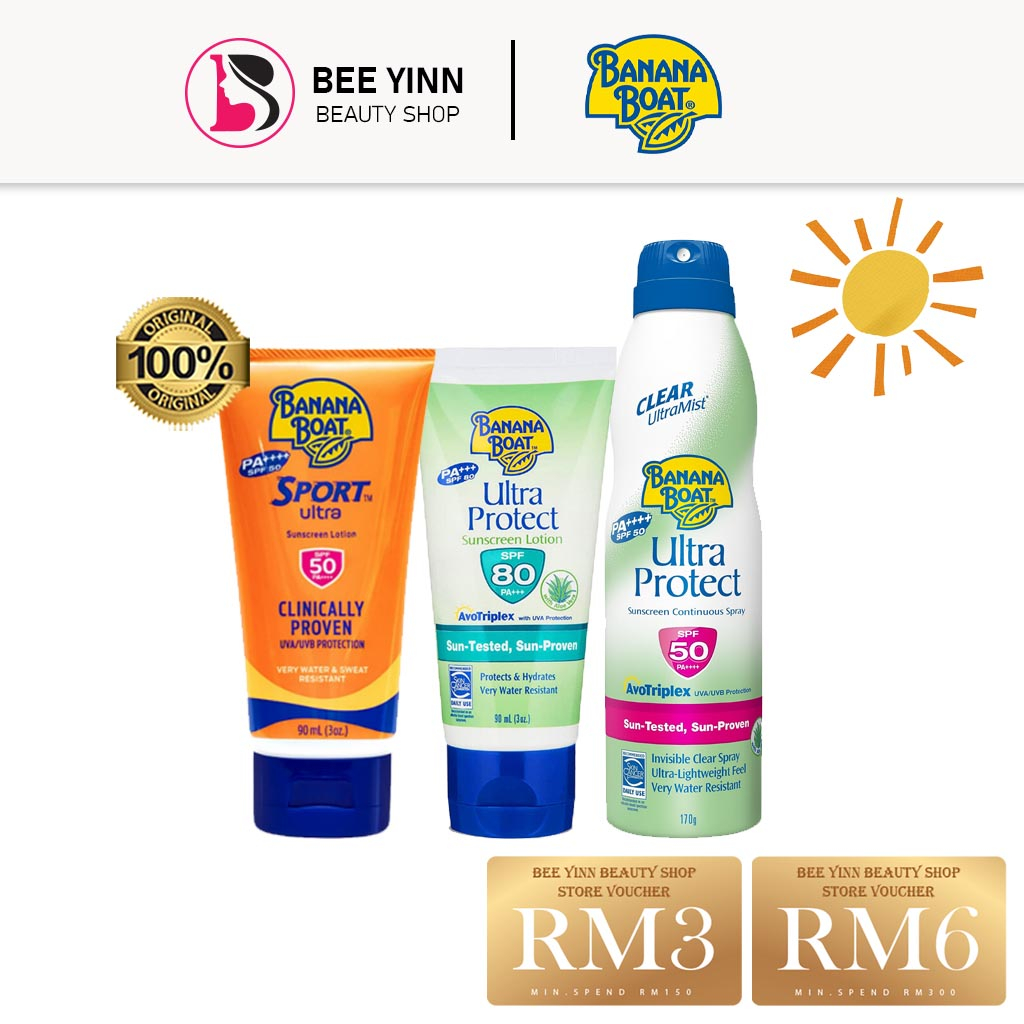 Banana Boat Ultra Protect Sunscreen Lotion SPF80 90ml/Ultra Protect 170g/Sport Ultra Sunscreen ...